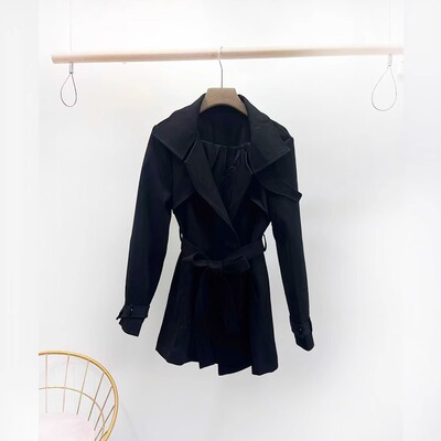 VANE复古时尚系带中长款外套