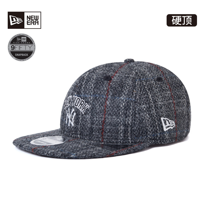 New Era纽亦华新款哈里斯粗花呢MLB复古平檐男女软顶棒球帽NY遮阳_虎窝淘