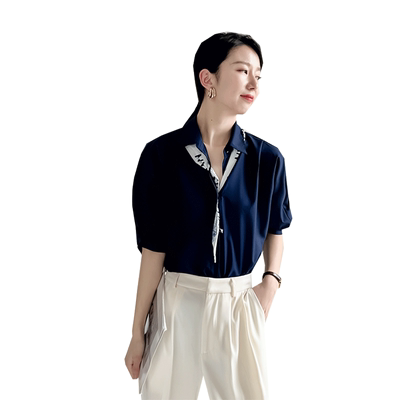 【赠送丝巾】中袖衬衫