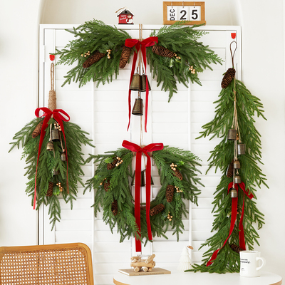 圣诞节装饰品花环藤条橱窗布置