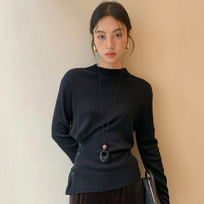 FONE简禾十三行不规则收腰显瘦半高领羊毛打底针织衫女秋冬88215