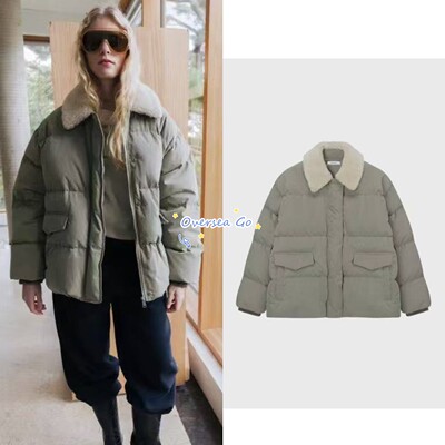 宽松毛领面包服翻领羽绒服外套女