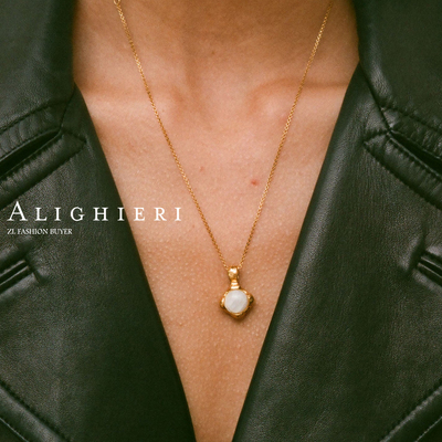 现货Alighieri英国纯手工纹理月光石镶嵌复古镀金高级叠戴项链