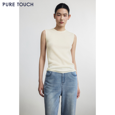 PURE TOUCH女装 25秋冬新款精纺羊毛针织背心百搭羊毛无袖针织衫