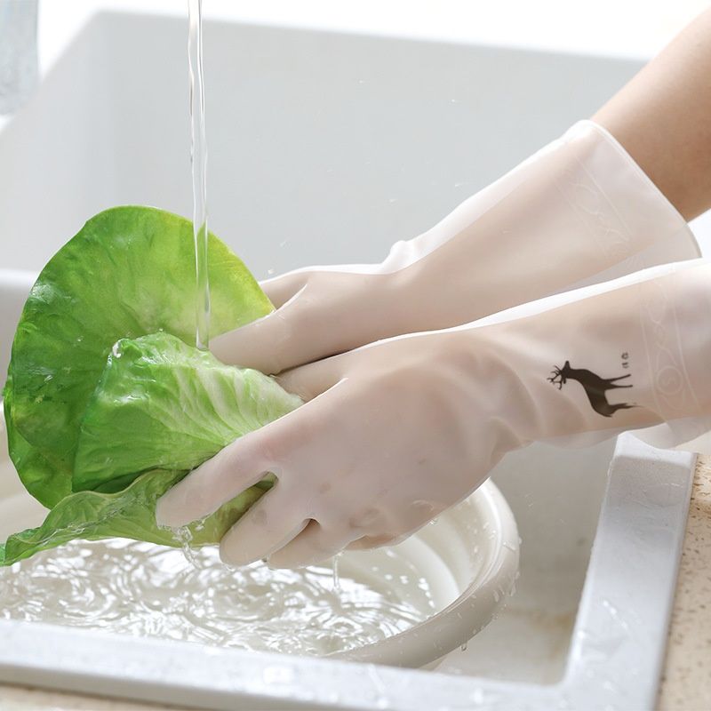 家用洗碗洗菜手套女洗衣服神器防水橡胶薄款家务刷碗乳胶手套