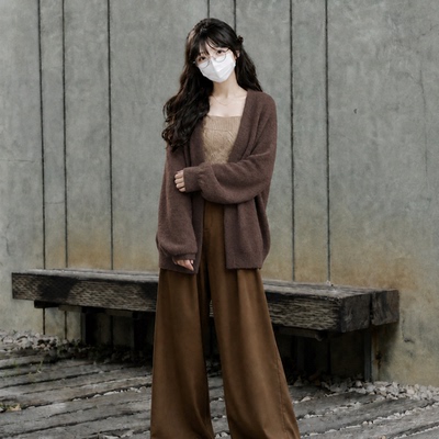美拉德慵懒风针织开衫女高级感