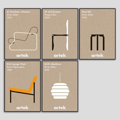 MILE ART设计师艺术海报Artek家具灯具设计包豪斯风格个性装饰画