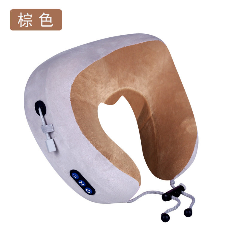 电动USB充电加热护颈仪 记忆棉颈椎按摩器 U型按摩枕