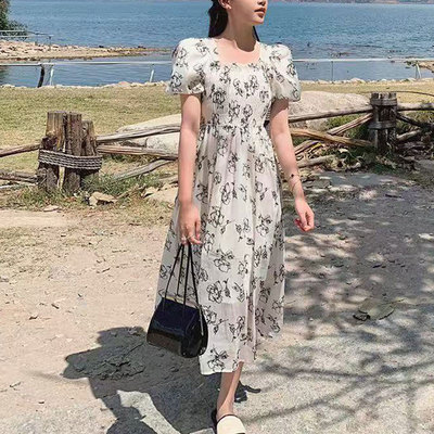 花朵 夏季甜美印花连衣裙8057LYQ