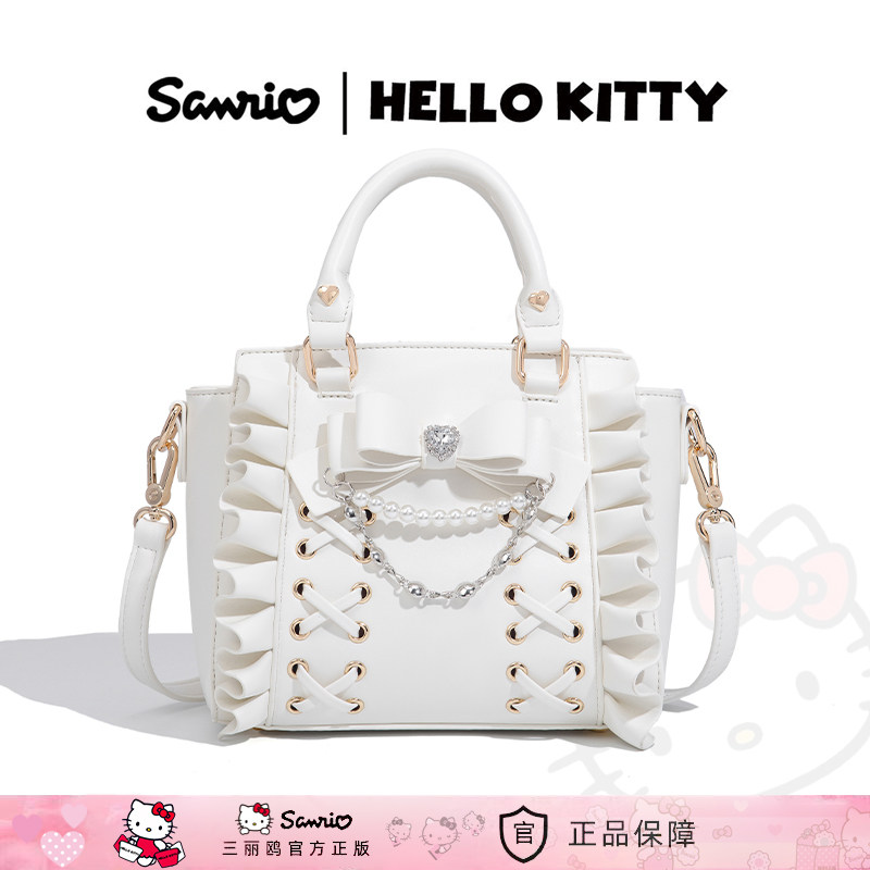 HelloKitty2026新托特包绑定荷叶边洛丽塔甜美少女单肩斜挎手提包