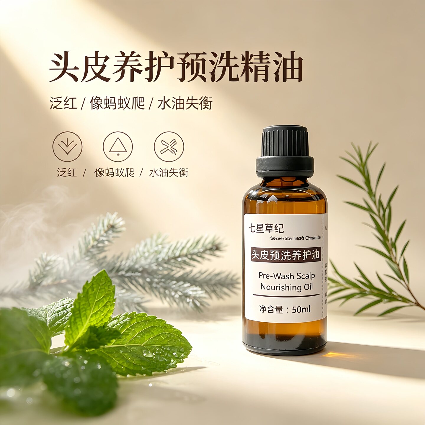定制苦楝子黑种草籽头皮预洗精油疏通毛囊护理深层清洁控油精华油