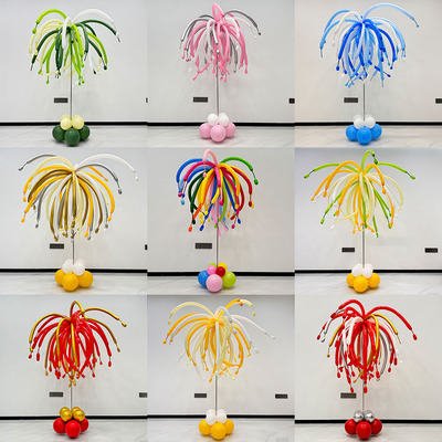 彩色长条烟花气球装饰多巴胺儿童宝宝生日布置酒店寿宴升学宴立柱