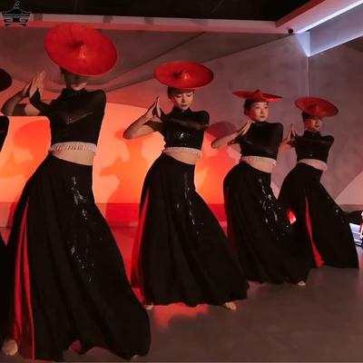 傣族舞蹈服装孔雀舞花腰大摆练习裙民族艺考练功服西双版纳演出服