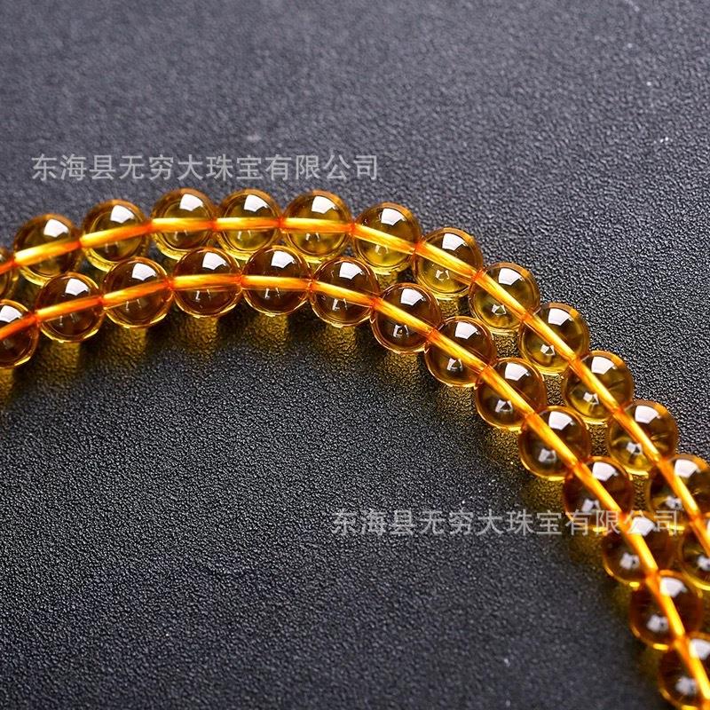 2026天然7A级黄水晶散珠 圆珠黄水晶半成品 DIY手工串珠手链饰品