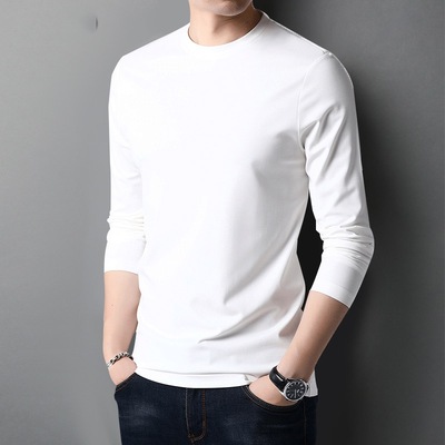 纯白色韩版修身潮流秋冬长袖t恤