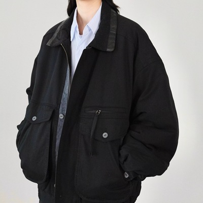 1533阔型羊毛拼接领棉衣简约户外