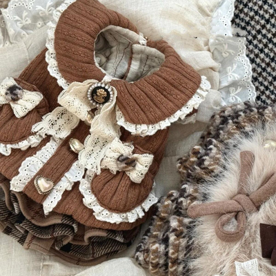 秋冬狗狗泰迪犬衣服小体熊博美保暖可爱宠物猫猫咪加绒加厚棉裙