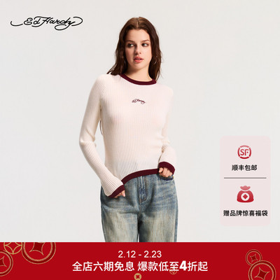 Ed Hardy埃德哈迪2026春季新款女士圆领紧身长袖针织衫E1SAW240