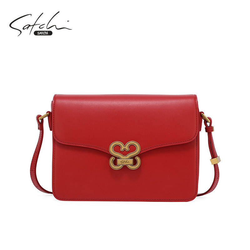SATCHI/沙驰时尚单肩包品牌气质真皮小方包质感头层牛皮女包_虎窝淘