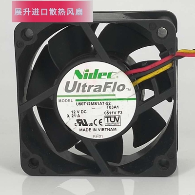 原装Nidec U60T12MS1A7-52 6025 12V 0.21A 6cm 工控机箱散热风扇