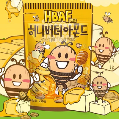韩国进口芭蜂HBAF蜂蜜黄油扁桃仁