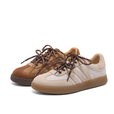 百丽撞色时尚德训鞋女2024秋新百搭休闲板鞋B2299CM4