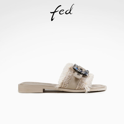 fed法式凉拖夏季新款女鞋沙滩一字拖休闲拖鞋女FTG116