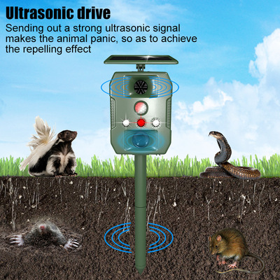 Animal repellent, solar powered ultrasound, rodent repellent