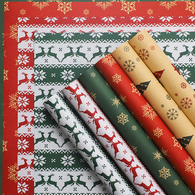 Christmas wrapping paper, flower gift box packaging paper