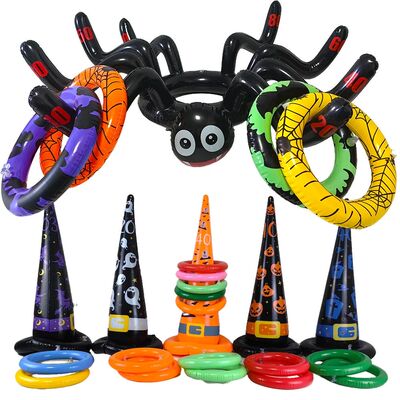 Halloween Theme Inflatable Ring Toss Game Spider Witch Hat F