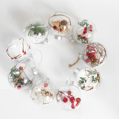 8cm Built-in Snow Transparent Christmas Ball Holiday Atmosph
