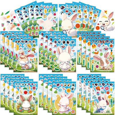 DIY Make A Bunny Face Stickers Sheets Easter Basket Stuffers