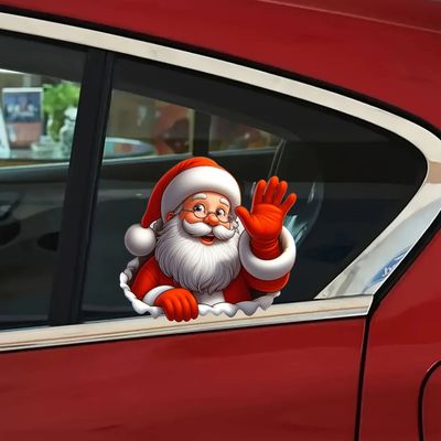 Santa Claus waving sticker, 1 self-adhesive decorative stick