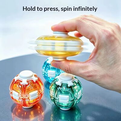 Press?to?Spin Fidget Ball Keychain 3D Gear Rotating Gyro Toy