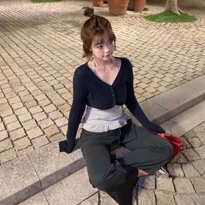 miu系叠穿开衫吊带两件套
