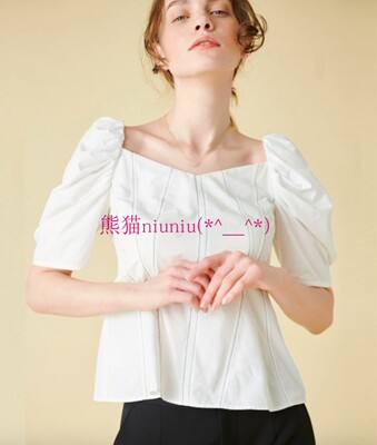 重磅珍藏纯圆方领泡泡袖衬衫