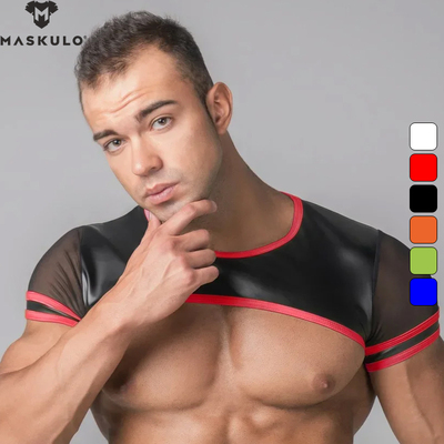 maskulo网纱弹力性感肩带现货