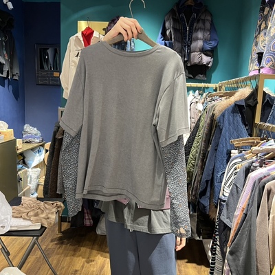 MERCI LINDA韩国代购㊣女装新品时尚热卖25秋冬长袖T恤假两件