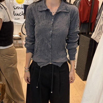 Lamagie Femme ㊣东大门代购女士新品热卖休闲推荐衬衫褶皱