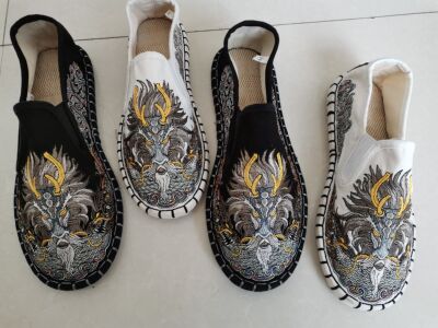 老北京布鞋透气脸谱刺绣懒人鞋