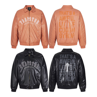 trapstar美潮刺绣pu皮衣夹克外套