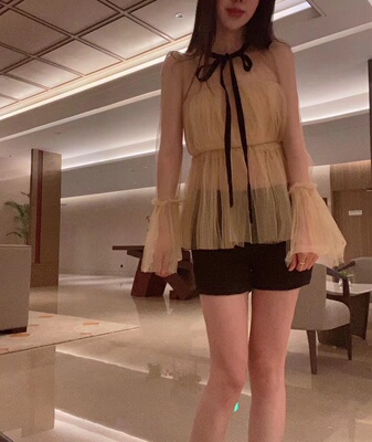 光泽vintage小香风上衣网纱