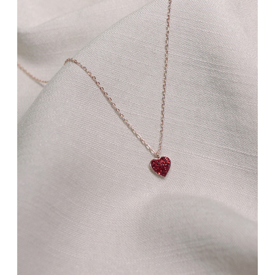 复古红锆石爱心项链气质优雅锁骨链百搭配饰925纯银甜美礼物80953