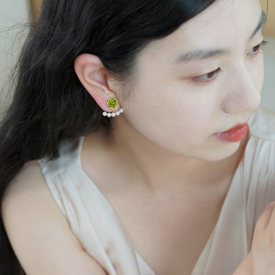 小清新气质镶珍珠花耳夹无耳洞耳骨夹优雅少女感甜美耳环潮50840
