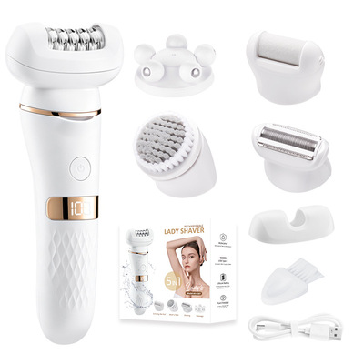 Professional 5-in-1 Women's Epilator Shaver LED Display IPX7