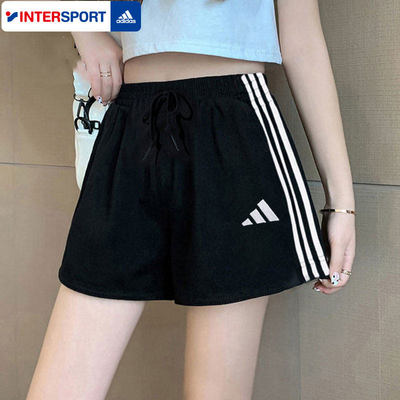 adidas阿迪达斯三条纹棉质高腰基础款五分裤夏女针织短裤 JD0908