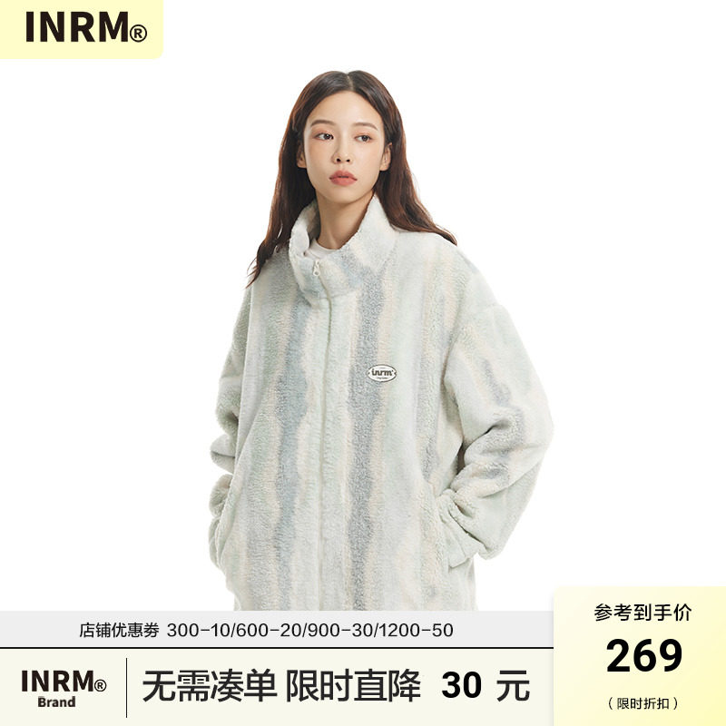 【INRM官方店】2022AW花色羊羔毛肌理感外套男女款秋冬宽松上衣_虎窝淘