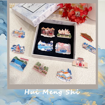黑龙江牡丹江雪乡旅游打卡pin镜泊湖威虎山徽章八女投江雕像群pin