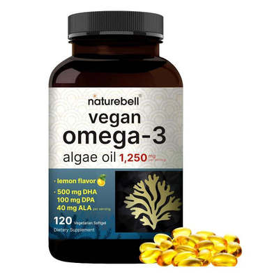 美国成人素食鱼油海藻油Vegan Omega 3 Algae Oil心脑保健120