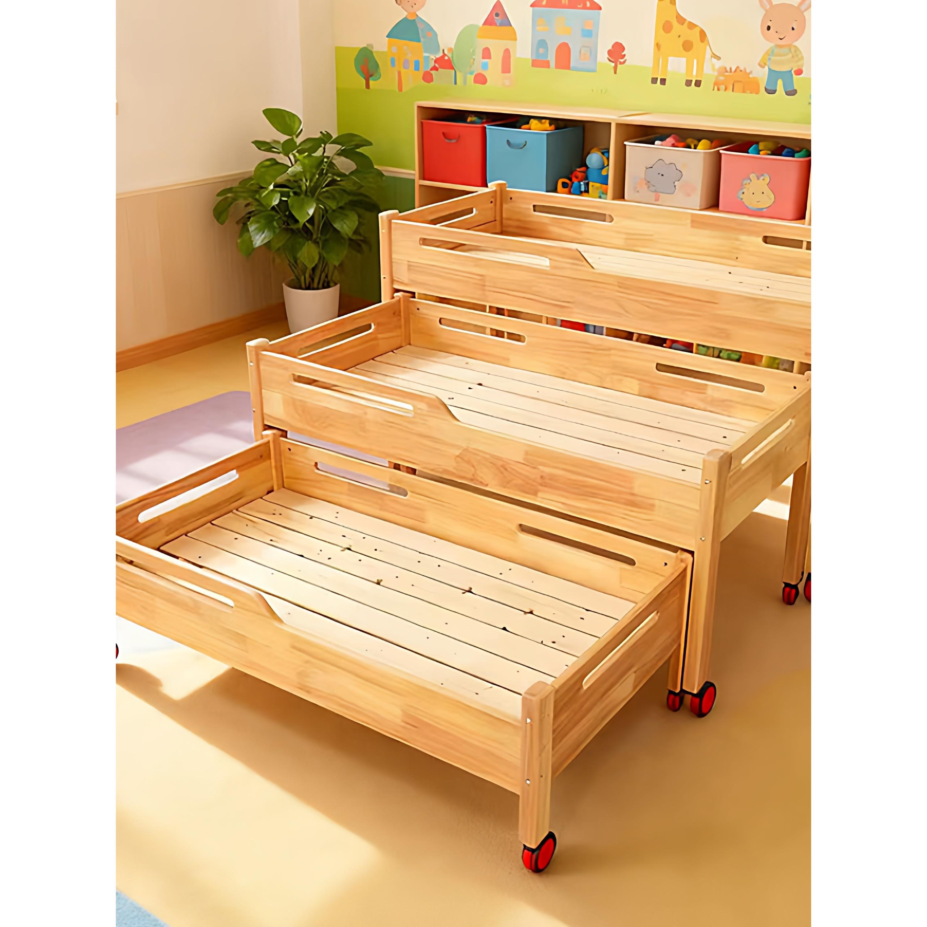 专业定制幼儿园午睡床实木儿童床专用床托管床小学生双层床推拉床